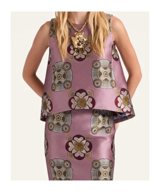 LA DOUBLEJ La Double J Jacquard Floral Sleeveless Top